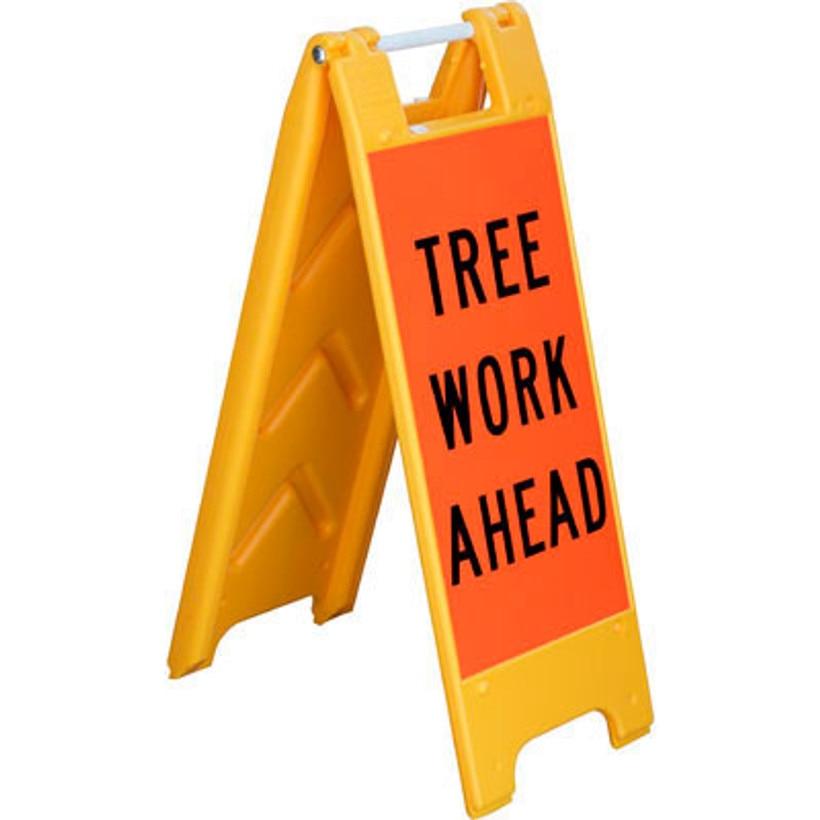 TREE WORK AHEAD Sign with Stri