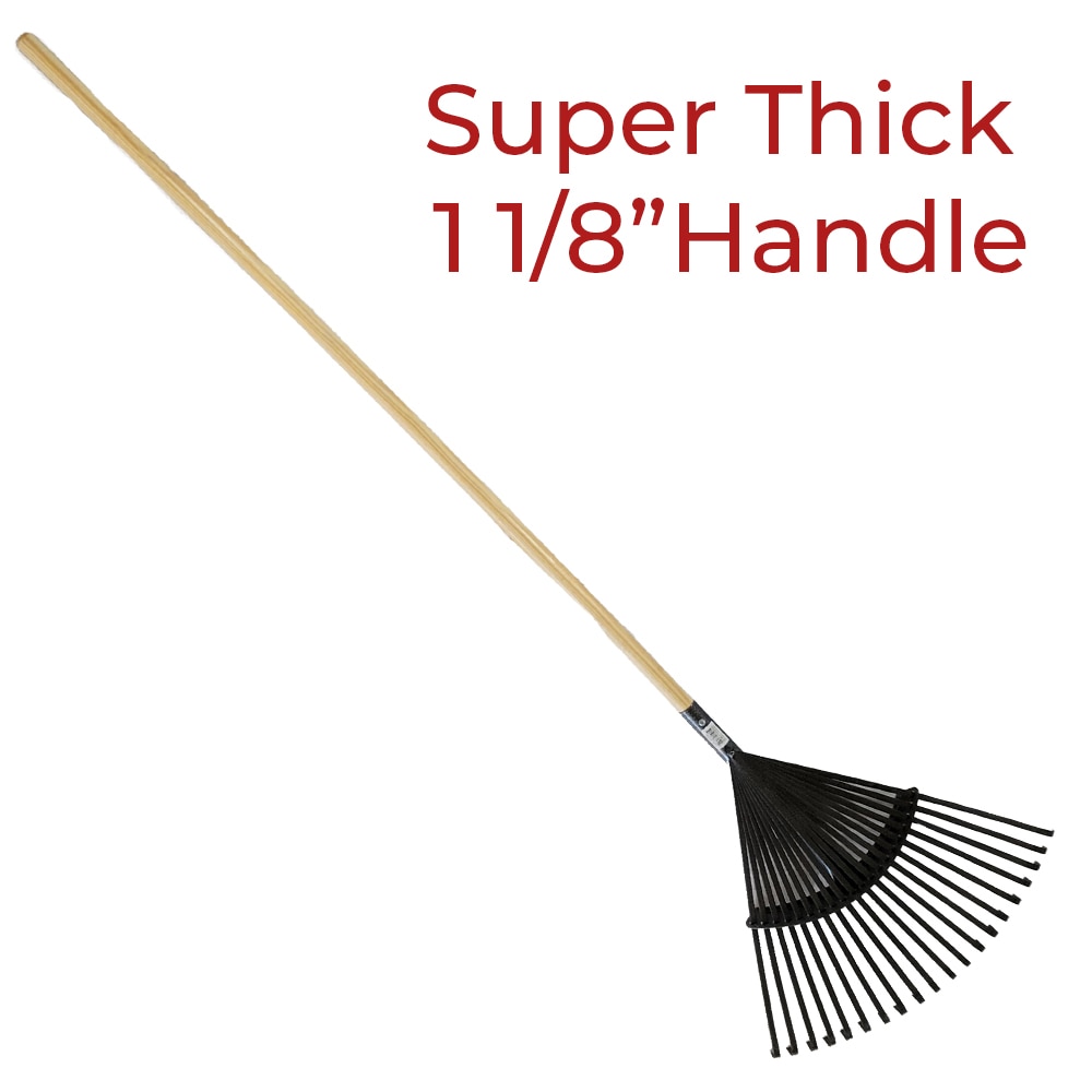 20 Tine/15 Inch-Calico Broom Rake w 54" Super Thick 1 1/8" Wood Handle